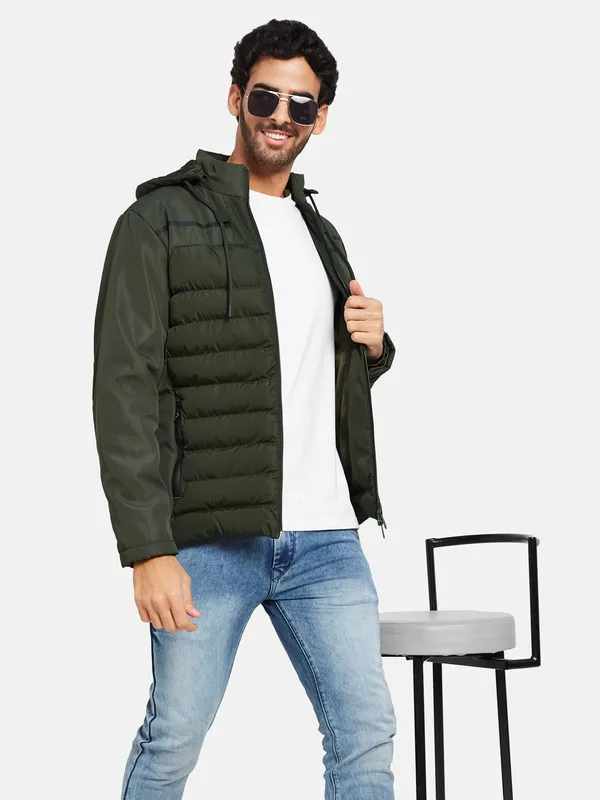 METTLE Men Olive Green Woven Jacket